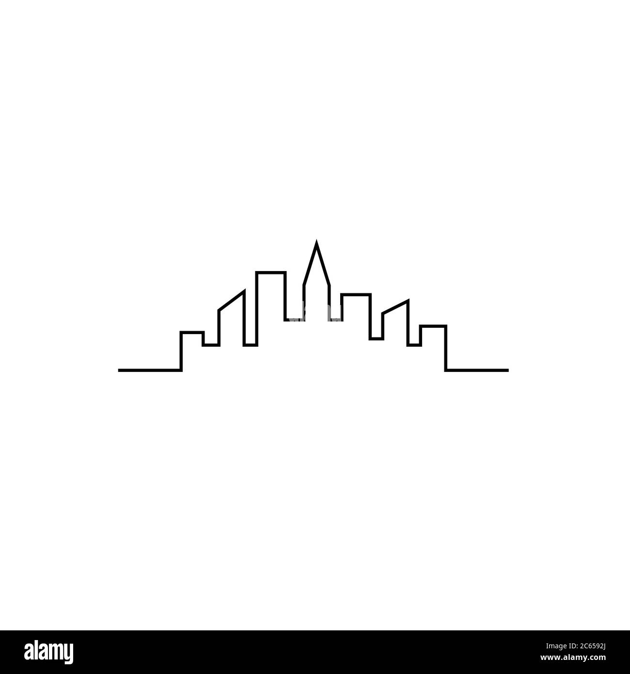 Simple line cityscape silhouette on white background Stock Vector Image ...