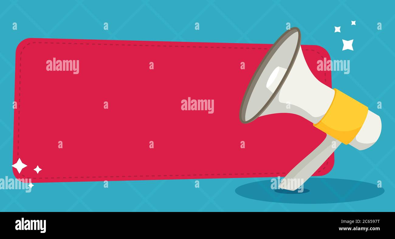 Megaphone text bubble card with place for your text. Flat. Vector ...