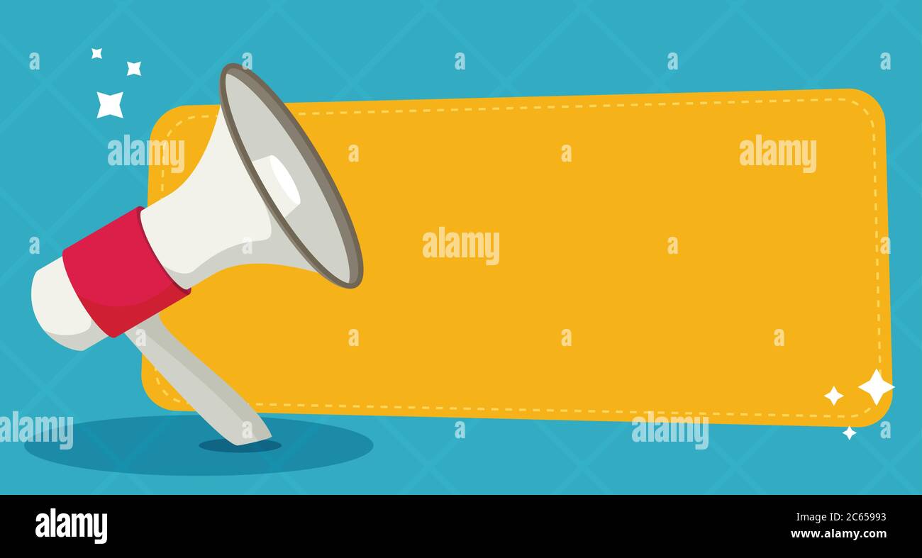 Megaphone text bubble card with place for your text. Flat. Vector ...