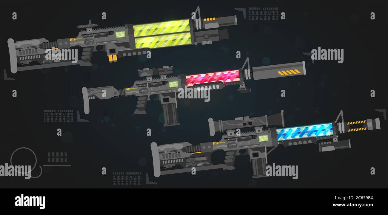 Futuristic Sci-Fi weapon set. Vector illustration Stock Vector Image ...