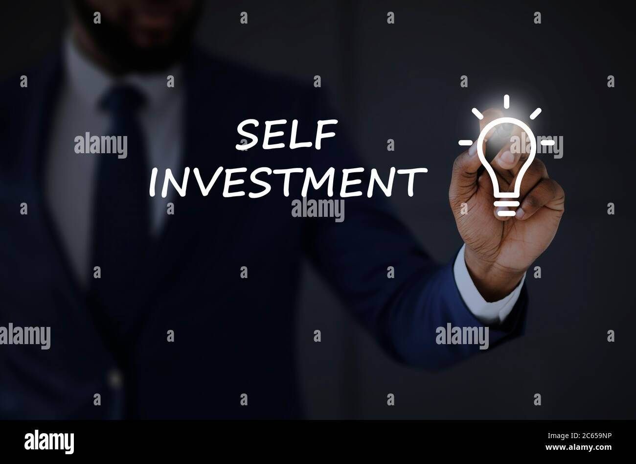 Self Investment Collage With Unrecognizable Businessman Drawing ...