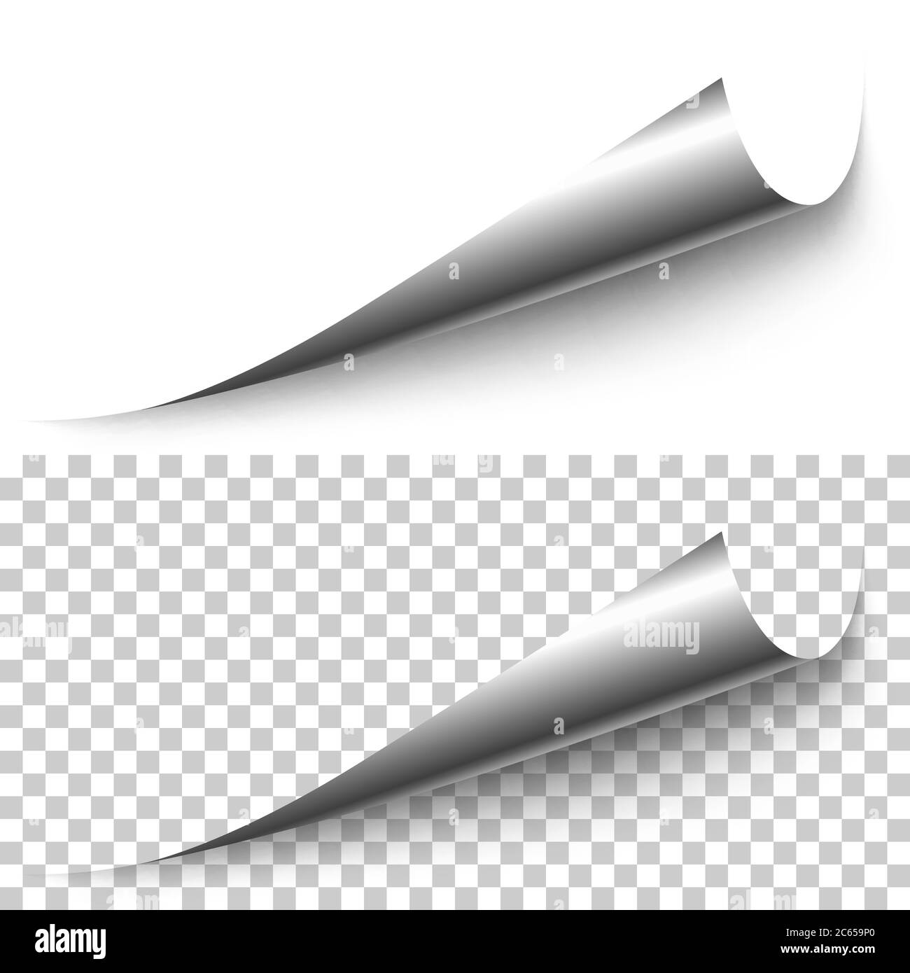 Vector realistic silver foil corner with shadow on transparent ...