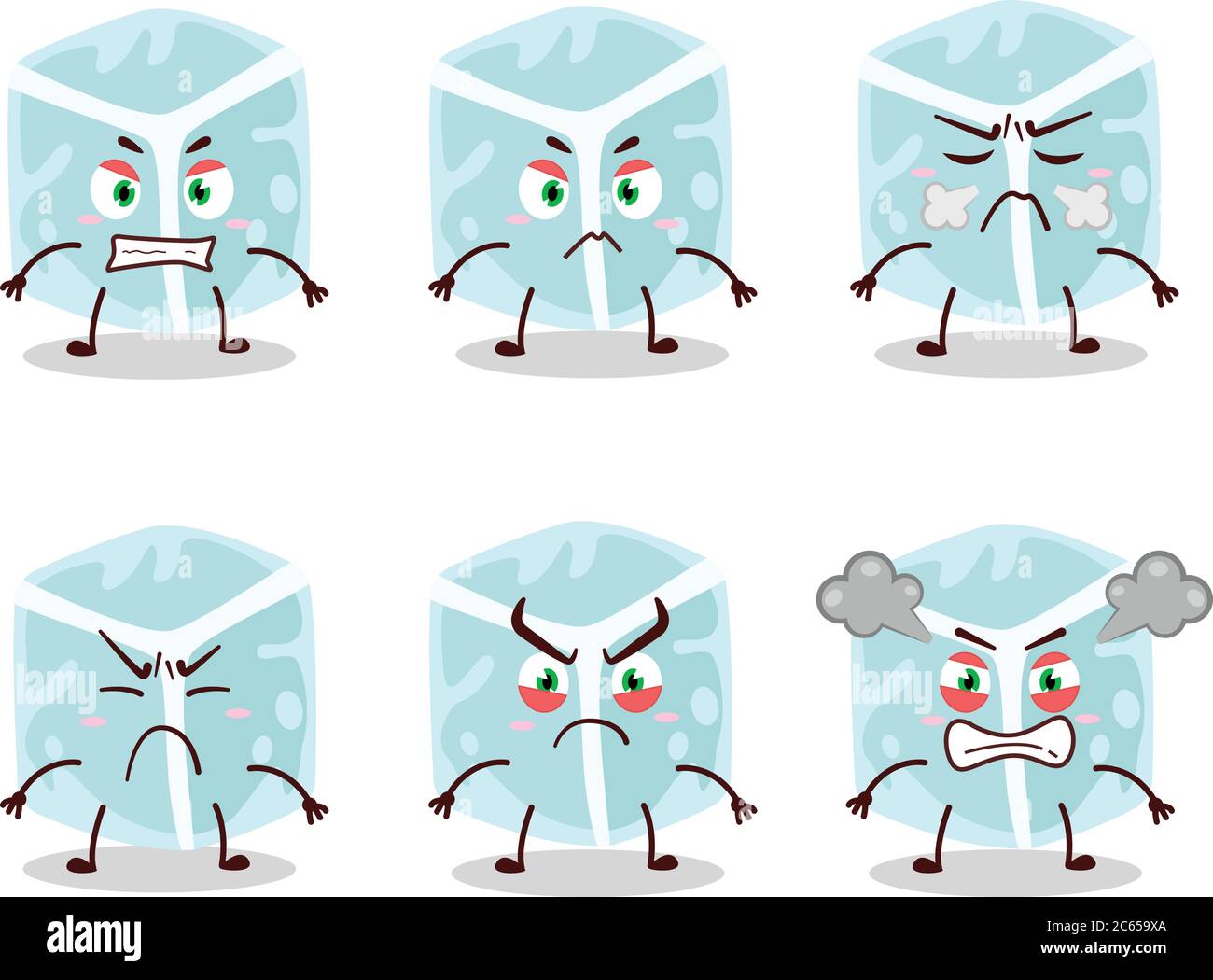 Ice tube cartoon character with various angry expressions Stock Vector ...