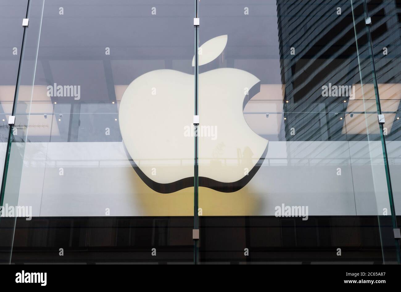 American multinational technology company Apple store and logo seen in ...