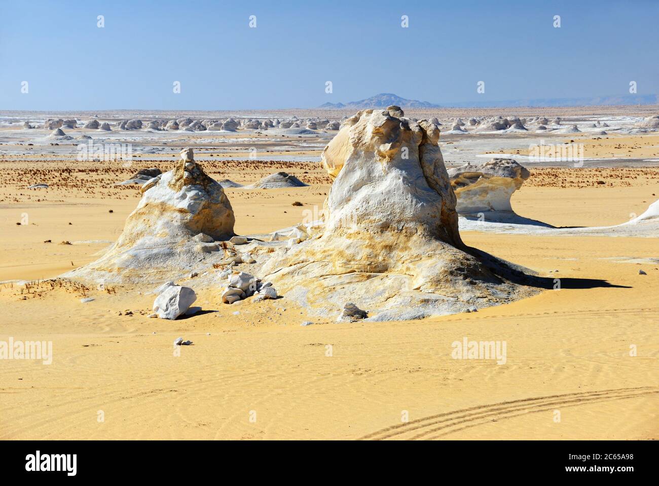 Typical landscape in the White desert, Sahara, Egypt. Sand and unusual ...