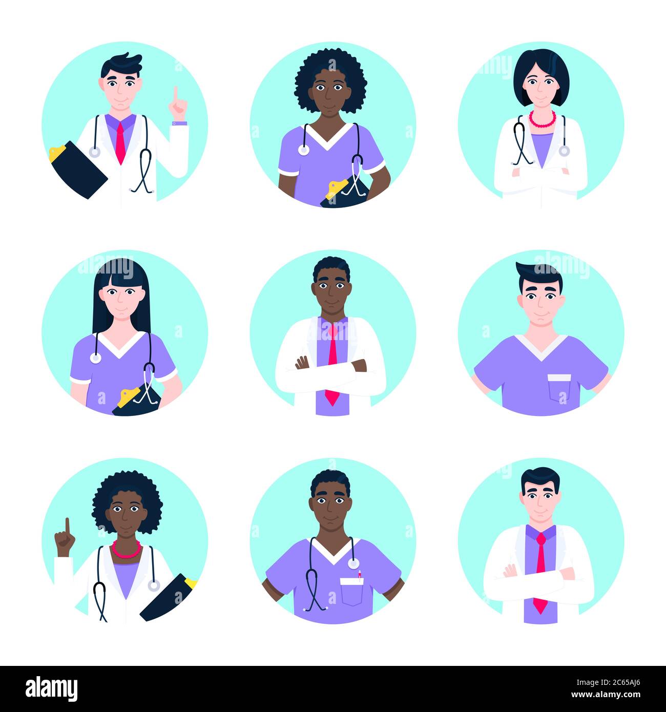 Doctor avatar character standing in the circle flat style design vector ...