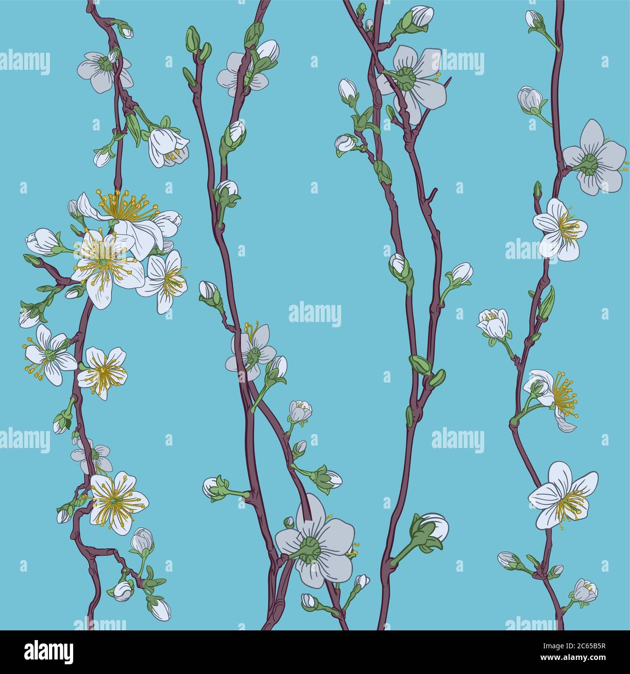 Cherry tree blossom blue Stock Vector Images - Alamy