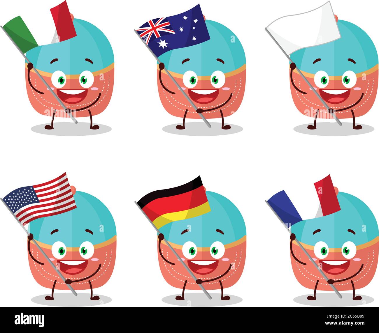 Hat cartoon character bring the flags of various countries Stock Vector ...