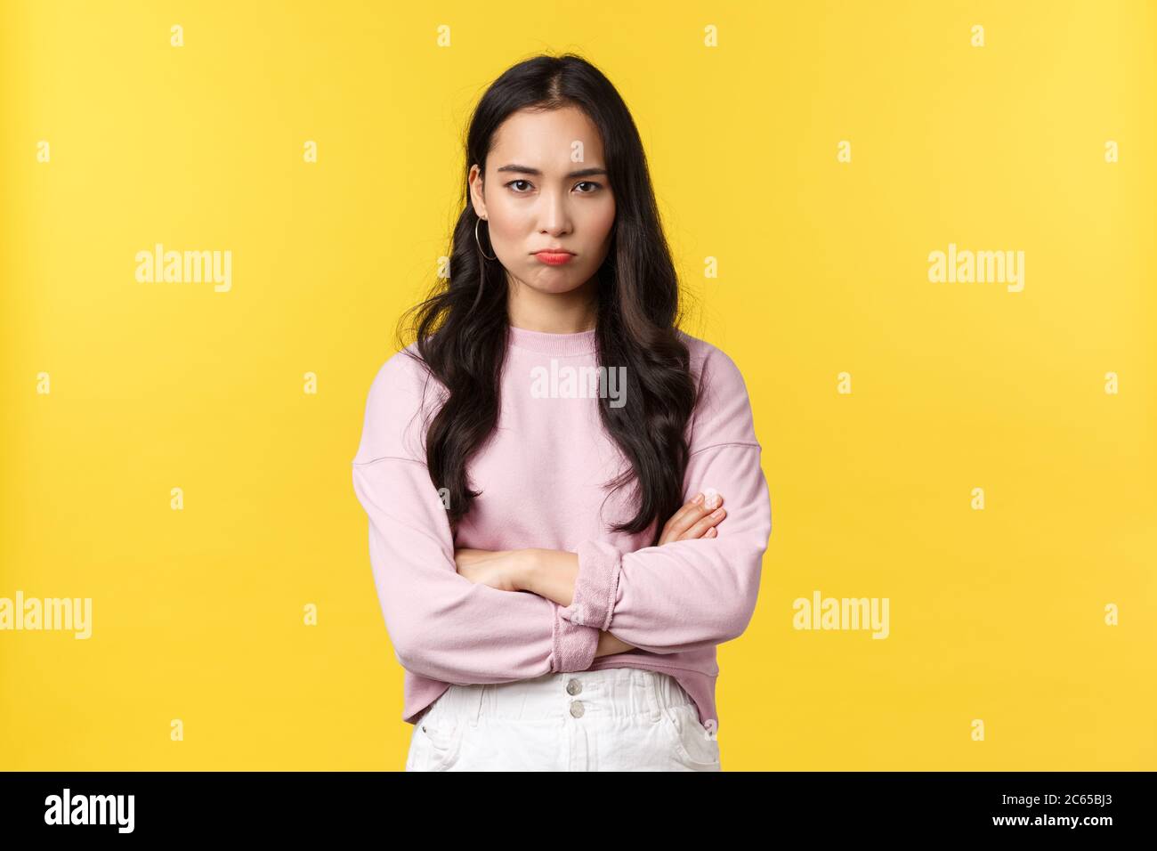 People emotions, lifestyle and fashion concept. Mad and disappointed ...