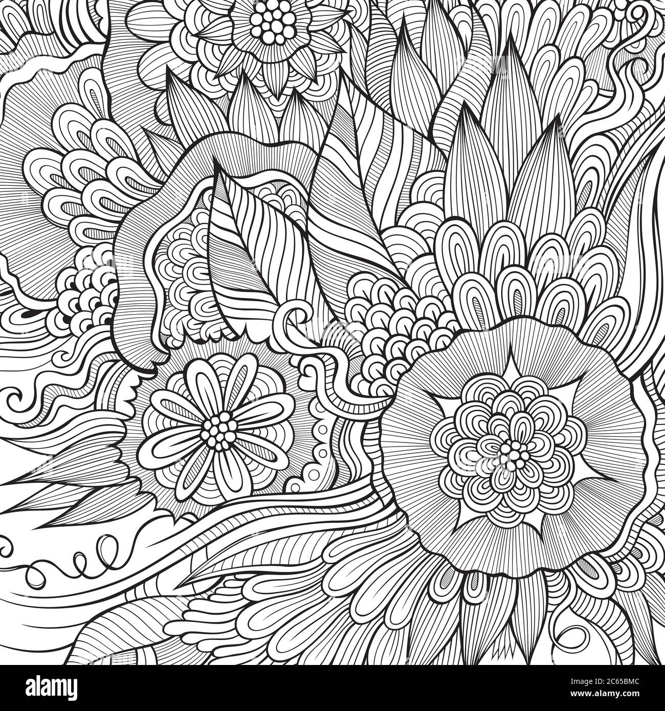Vector abstract flowers sketch background Stock Vector Image & Art - Alamy
