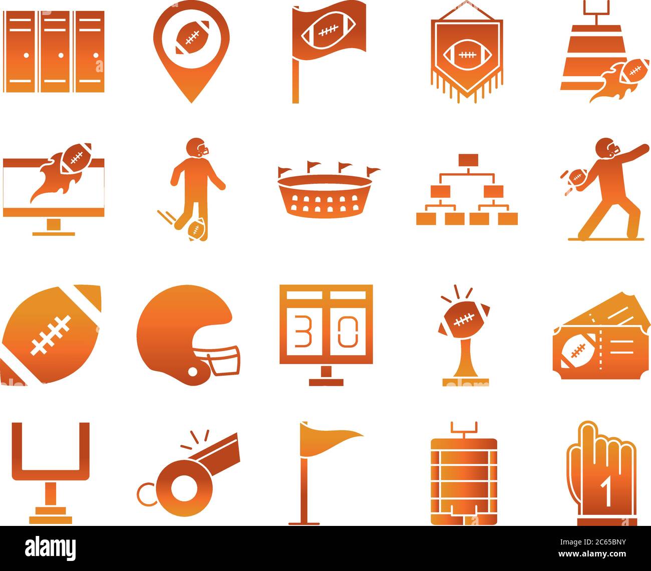 american football game sport professional and recreational icons set ...