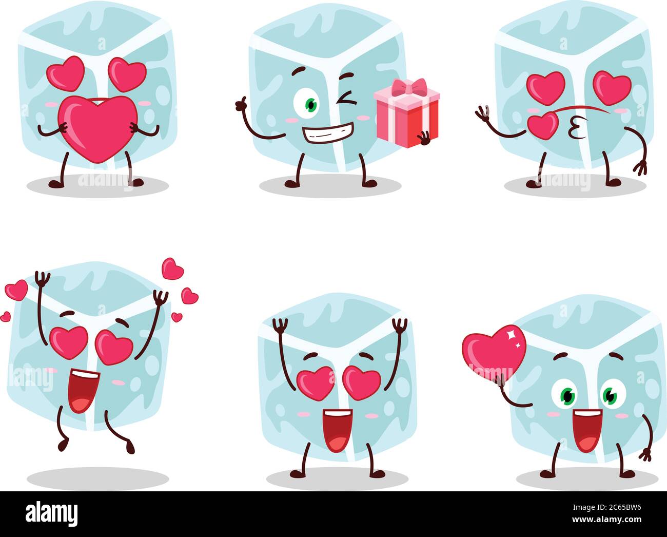Ice tube cartoon character with love cute emoticon Stock Vector Image ...
