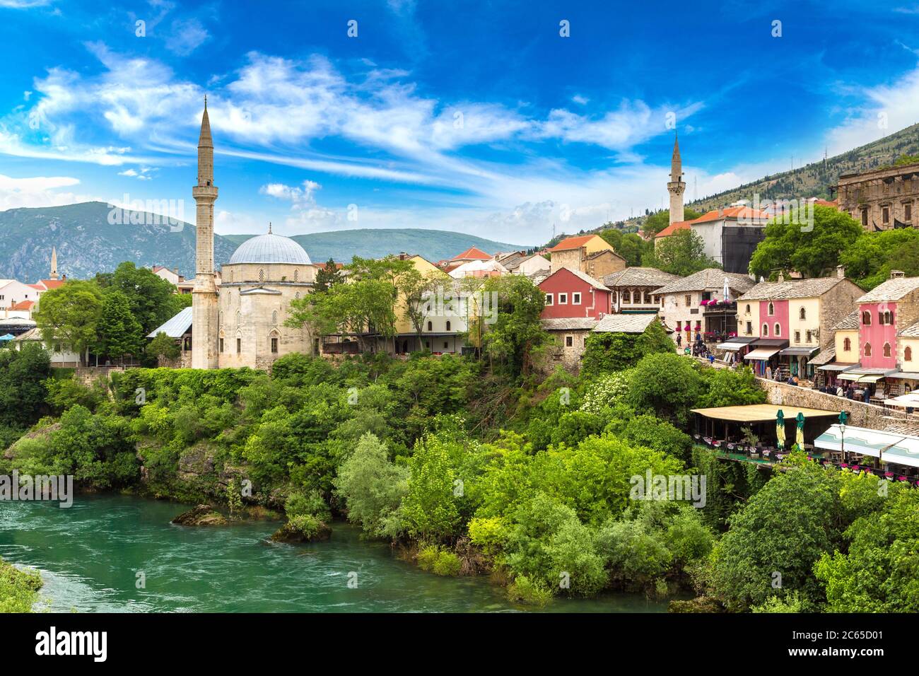 Historical center in Mostar in a beautiful summer day, Bosnia and ...