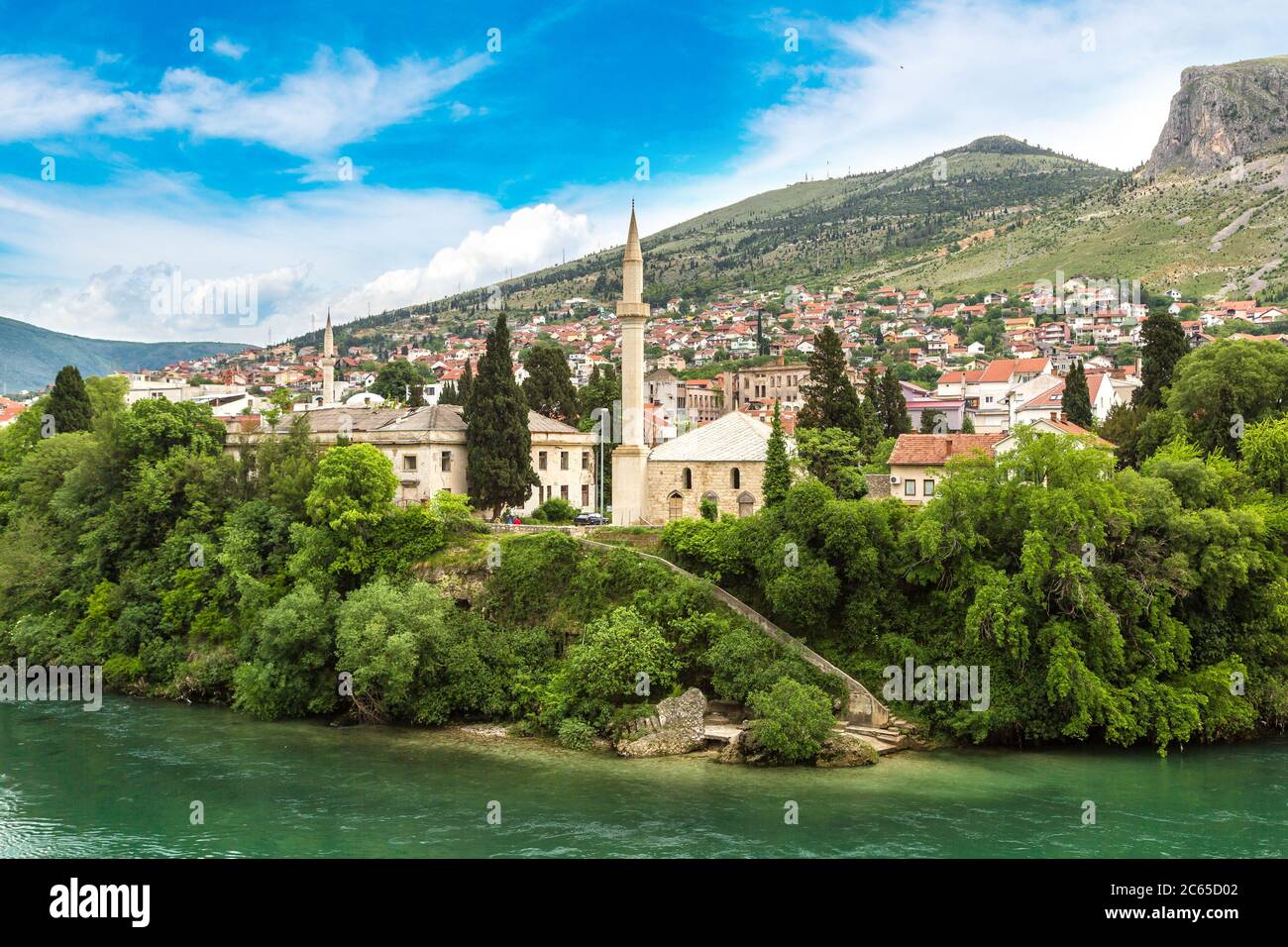 Historical center in Mostar in a beautiful summer day, Bosnia and ...