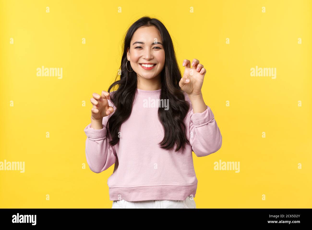 People emotions, lifestyle leisure and beauty concept. Cute and silly ...