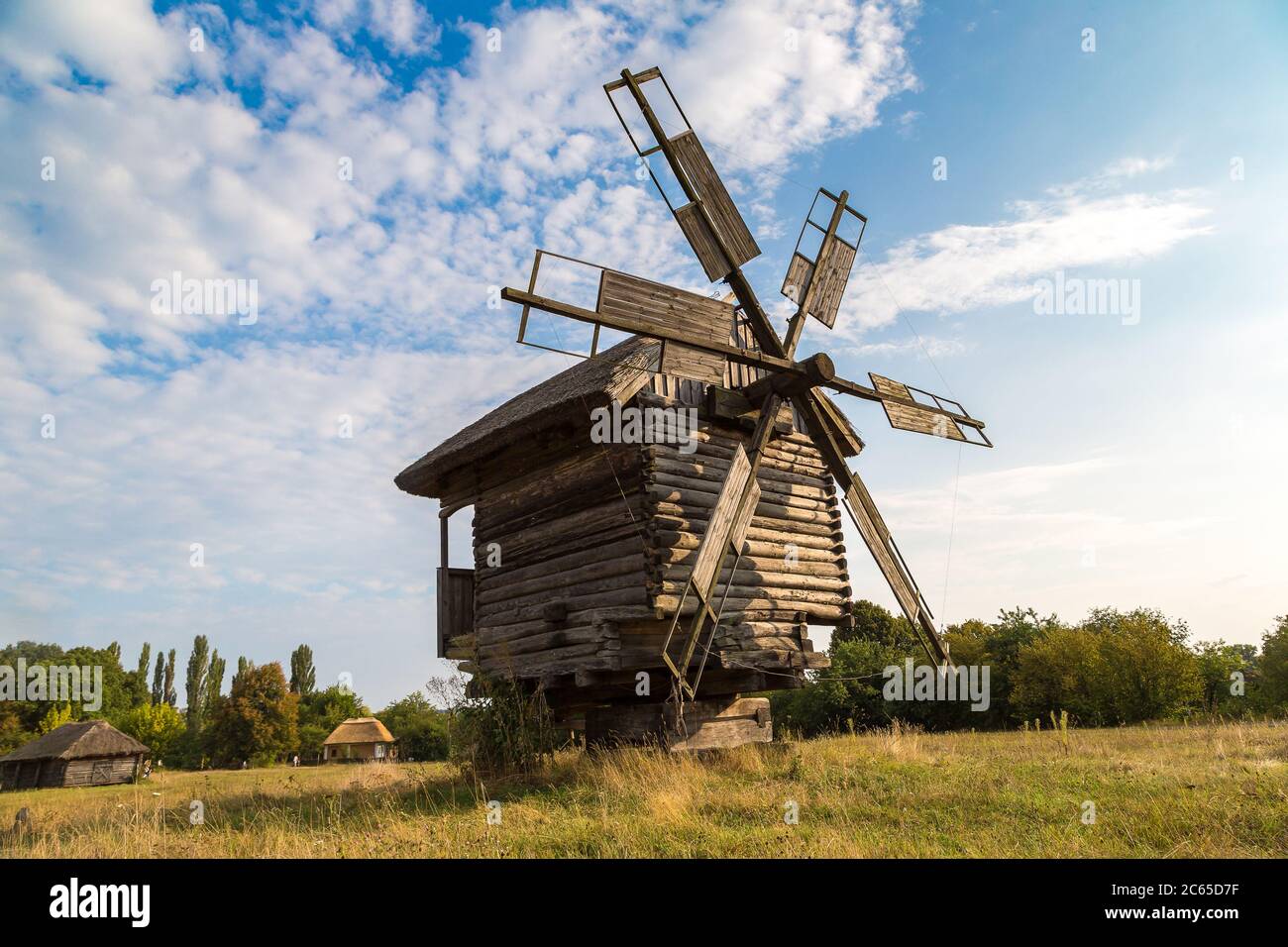 Traditional ukrainian windmill in the museum of national architecture ...