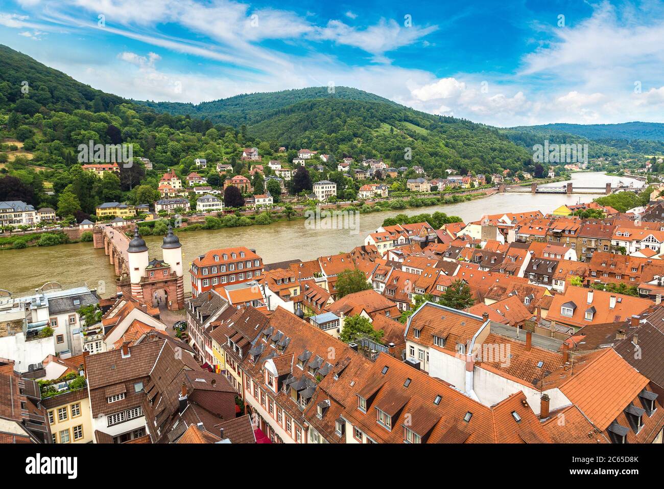 Panoramic aerial view of Heidelberg in a beautiful summer day, Germany ...