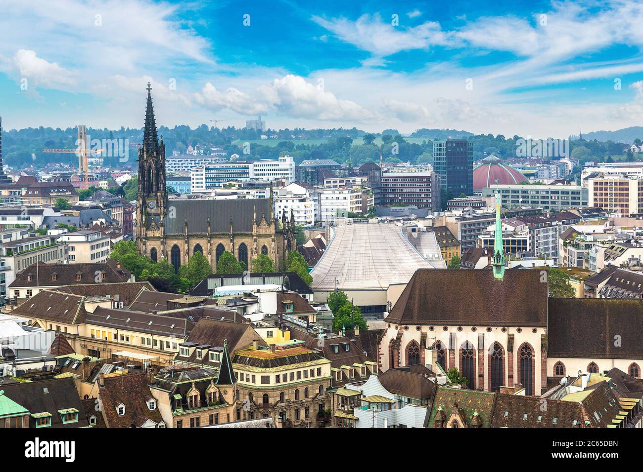 Panoramic aerial view of Basel in a beautiful summer day, Switzerland ...