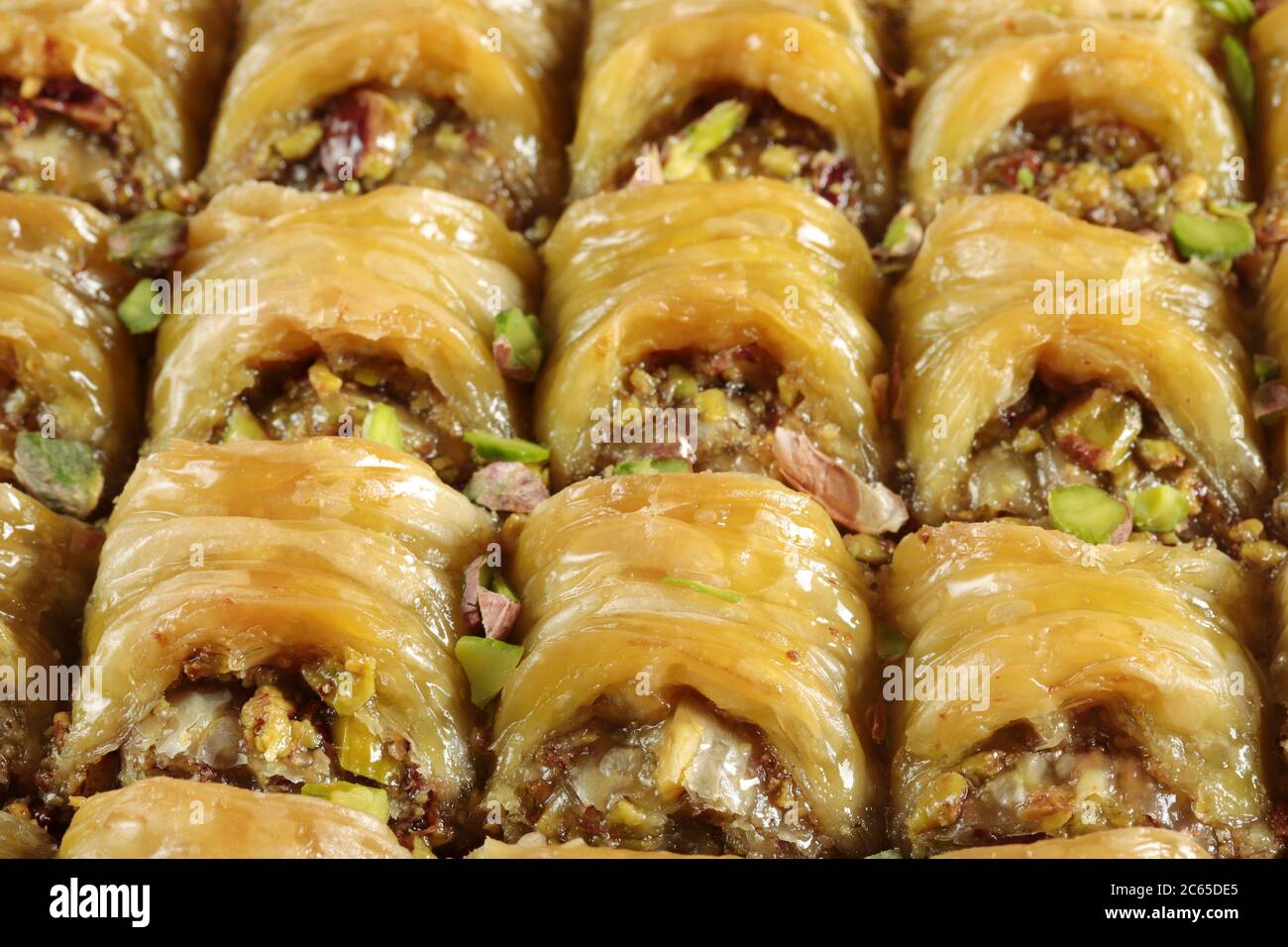 Traditional Dessert Turkish Baklava. Walnut, Pistachio Turkish Style ...