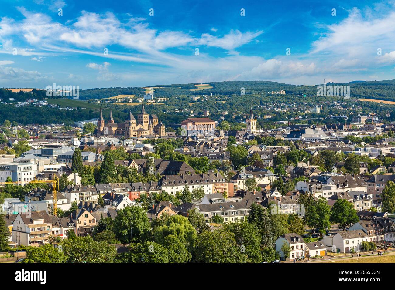Panoramic aerial view of Trier in a beautiful summer day, Germany Stock ...