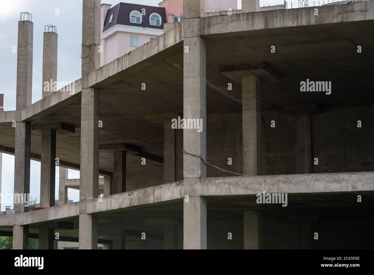 Reinforced concrete structures of a house under construction Stock ...