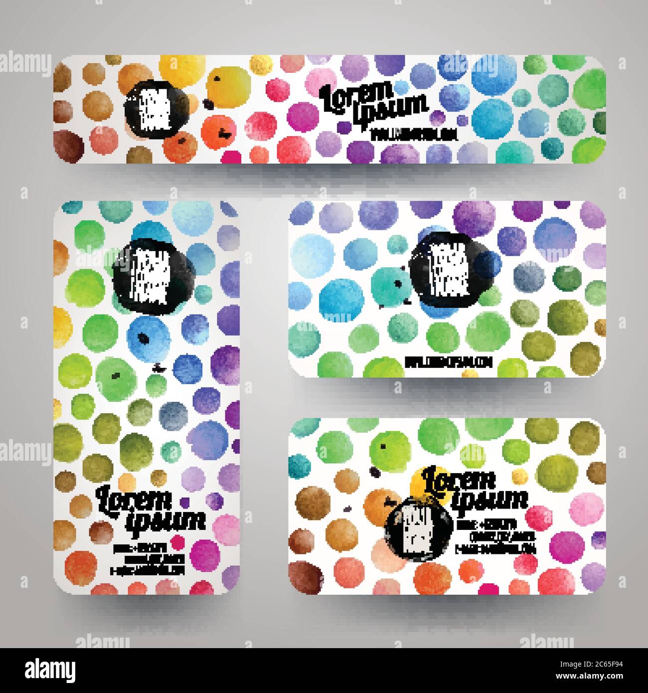 Corporate Identity vector templates set with watercolor colorful Stock ...