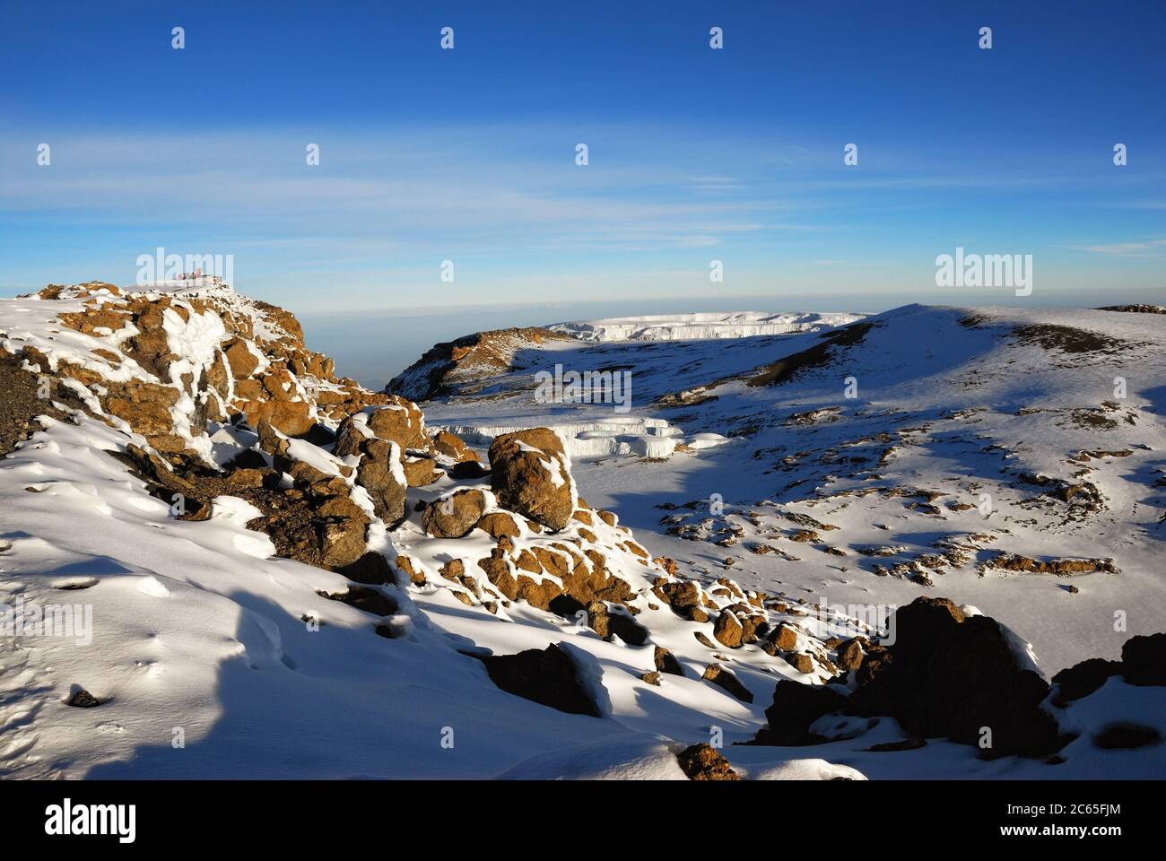 The summit of Kilimanjaro. View on the Uhuru peak and the glacier ...