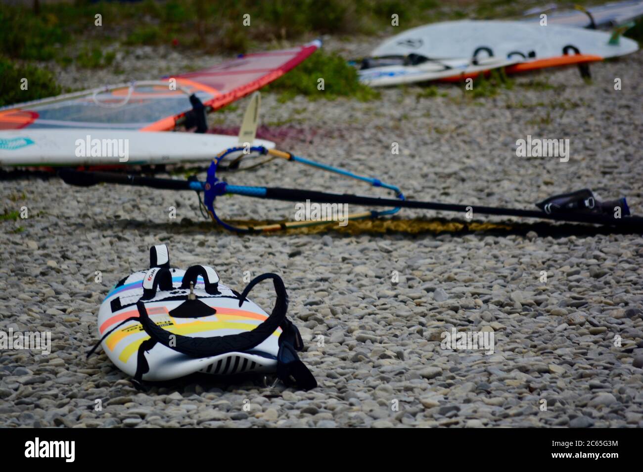 Watersports in Barry on the South Wales coast. People enjoying the surf ...