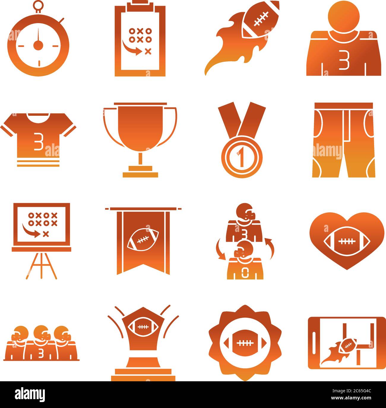 american football game sport professional and recreational icons set ...