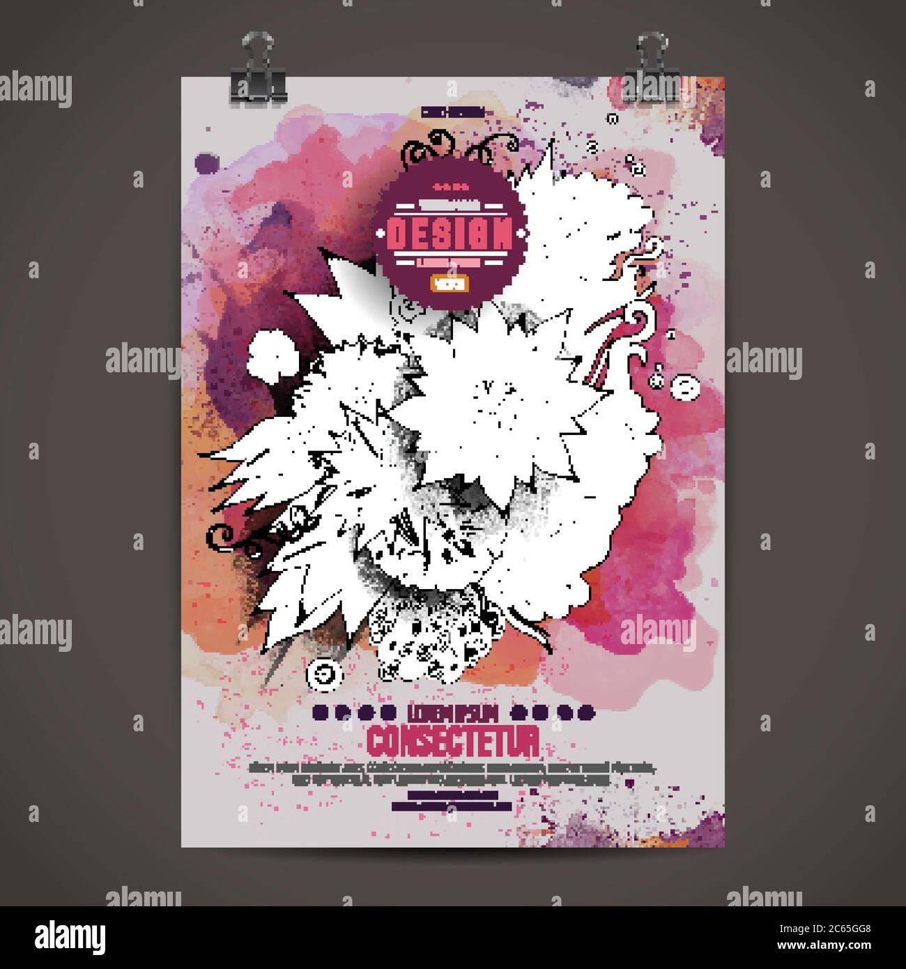 Vector watercolor paint floral poster Stock Vector Image & Art - Alamy