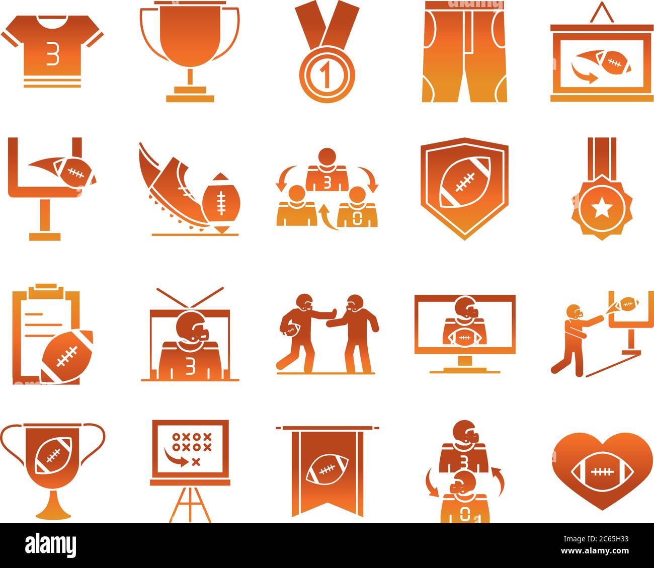 american football game sport professional and recreational icons set ...