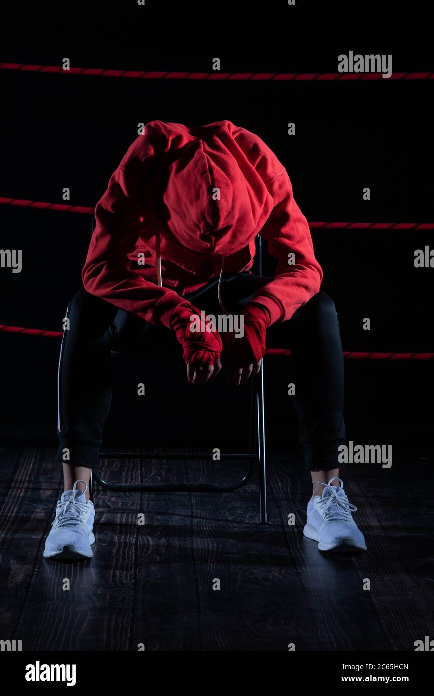 A lost fight of a strong player. He is sitting in a chair. Right after ...