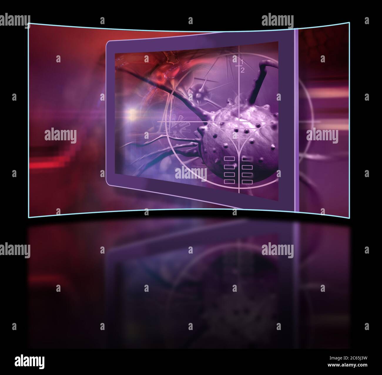 cancer cell under microscope made in 2d software Stock Photo - Alamy