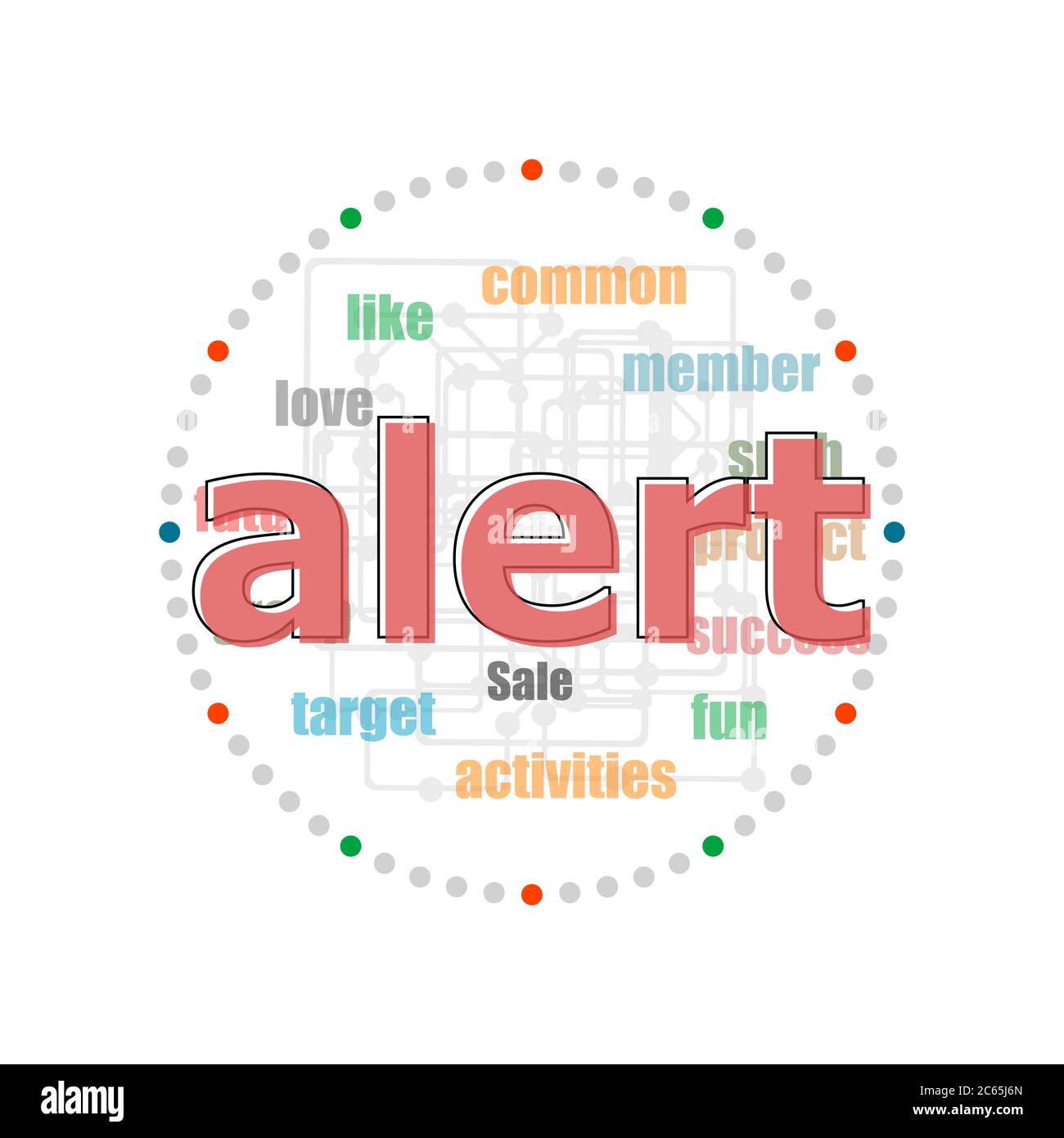 Text Alert. Security concept . Word collage with different association ...