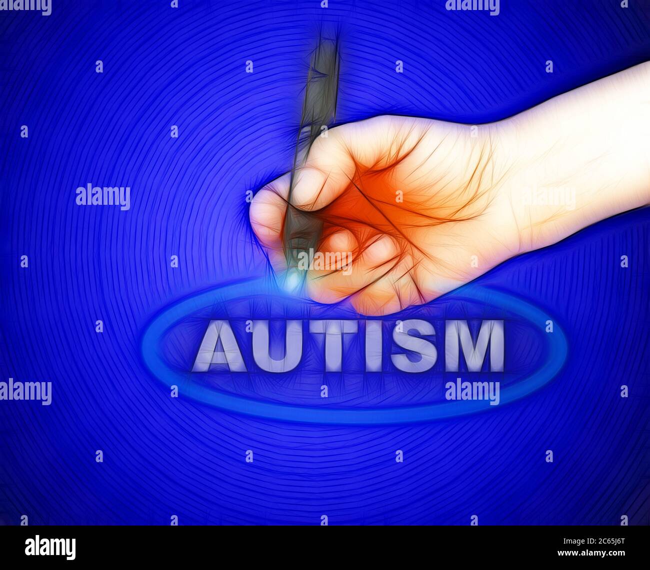 writing word Autism with marker on gradient background made in 2d ...