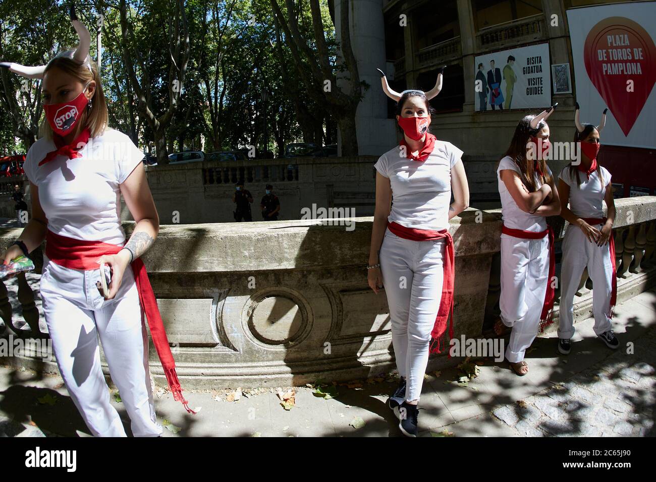 Pamplona. Spain. 7th Jul, 2020. Activists of the PETA and ...