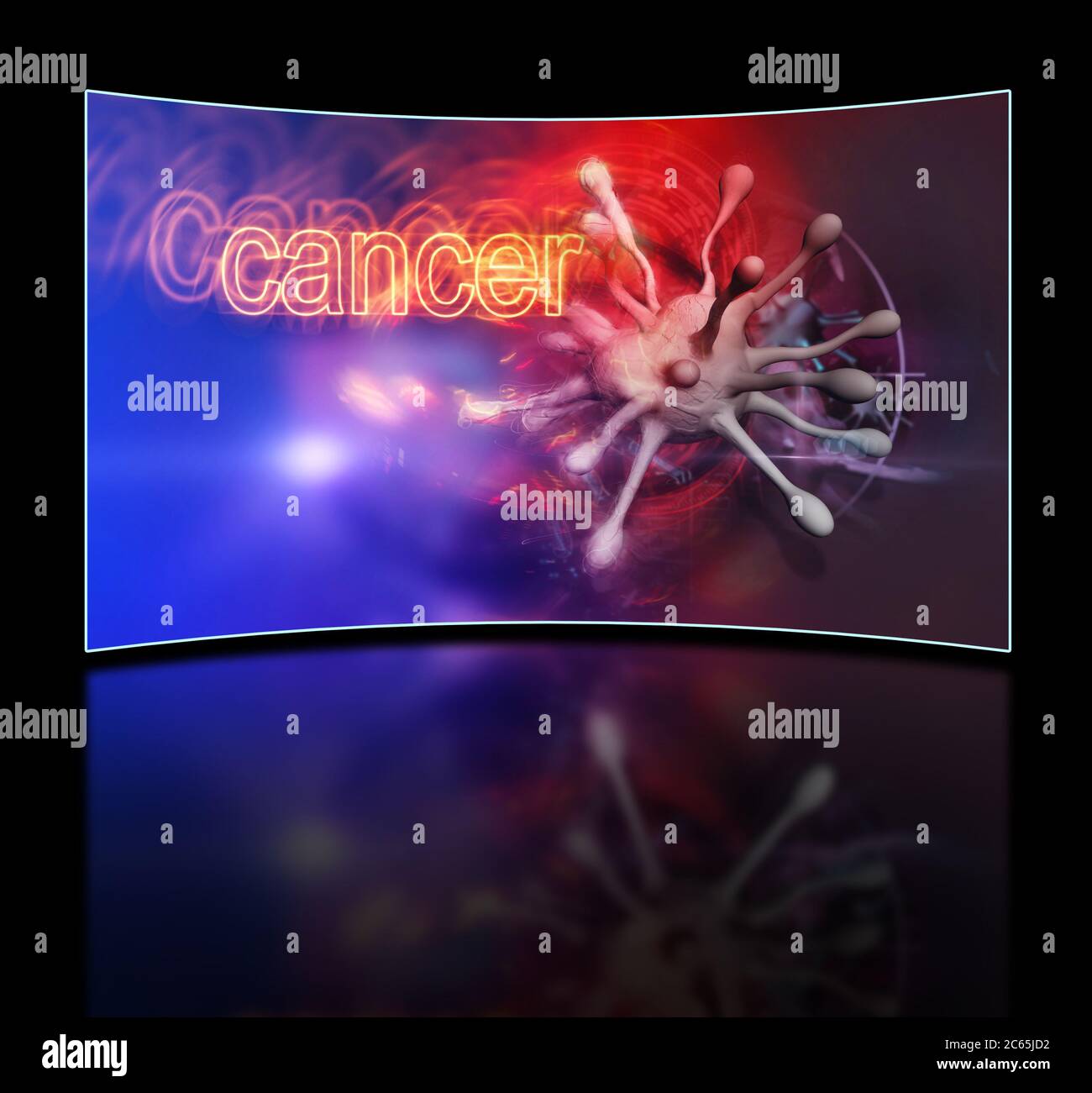 cancer cell under microscope made in 2d software Stock Photo - Alamy