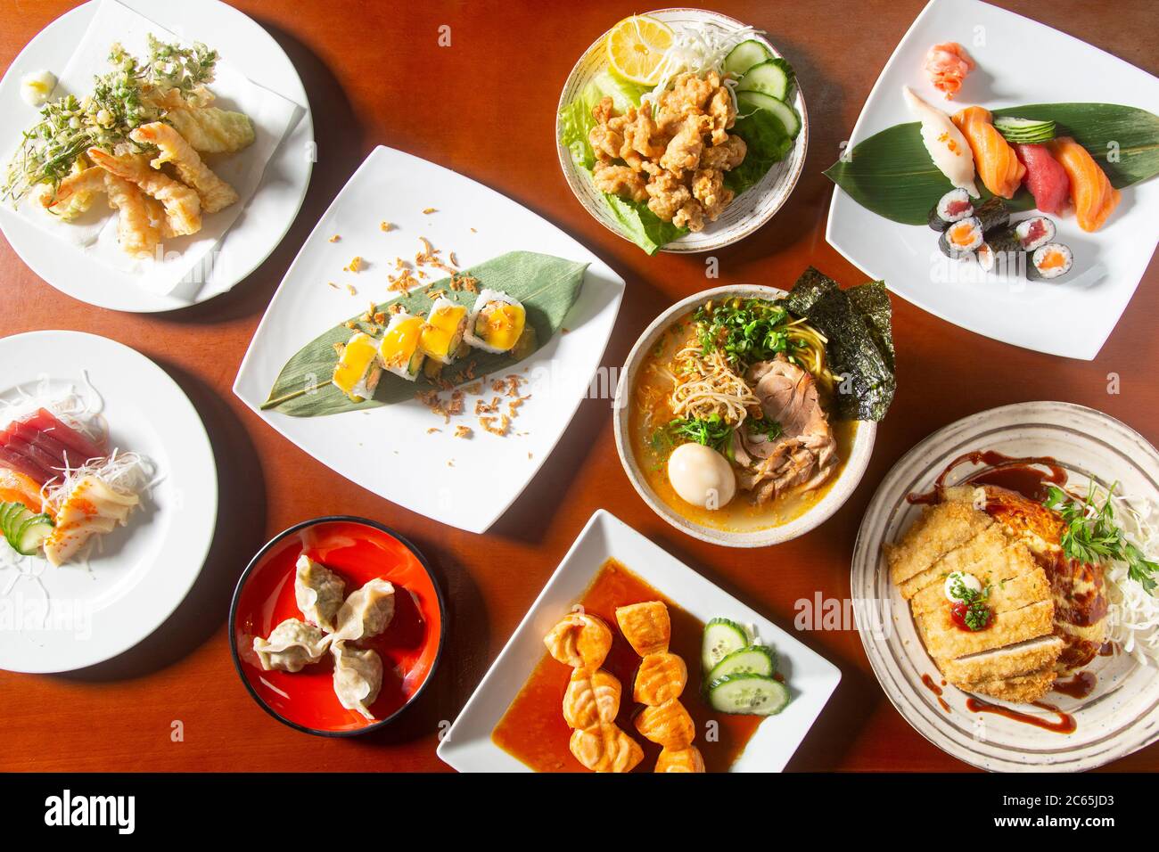 Table with typical Japanese food seen from above Stock Photo - Alamy