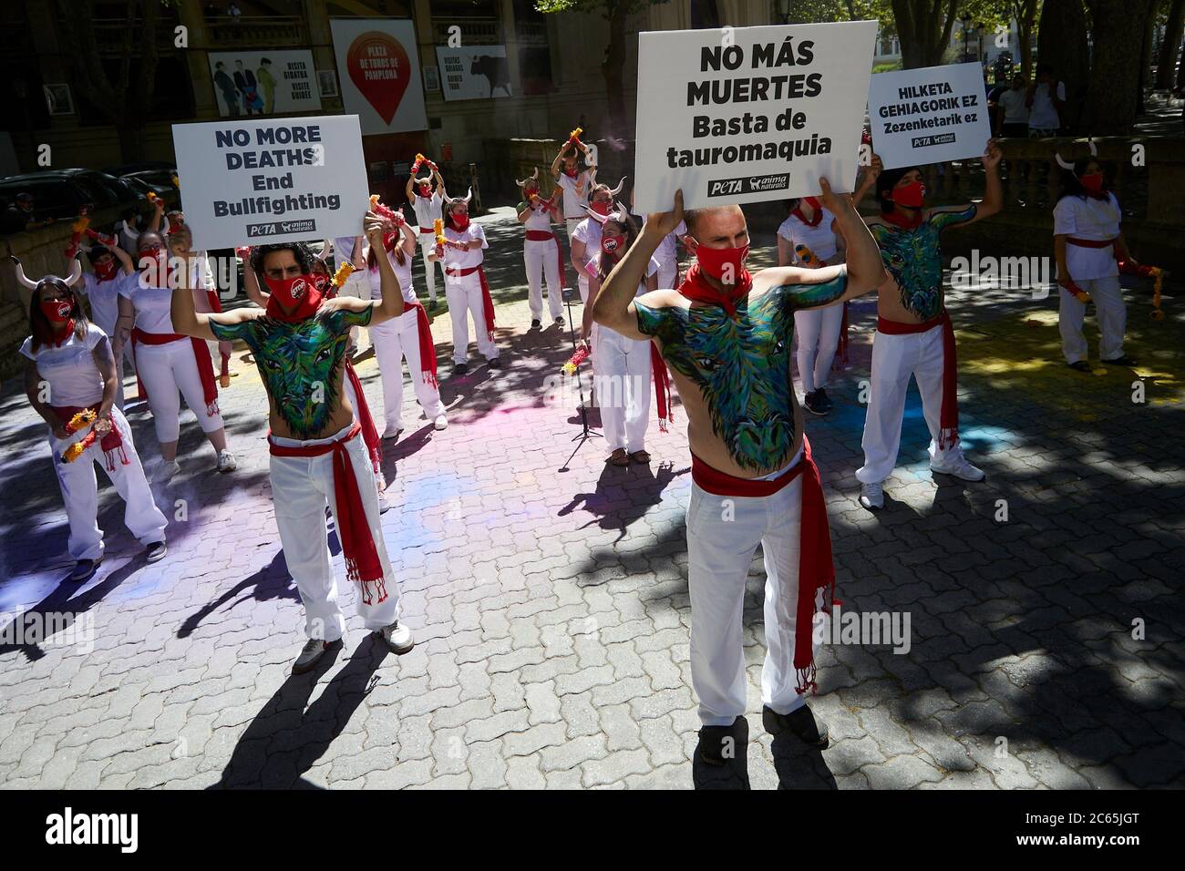 Pamplona. Spain. 7th Jul, 2020. Activists of the PETA and ...