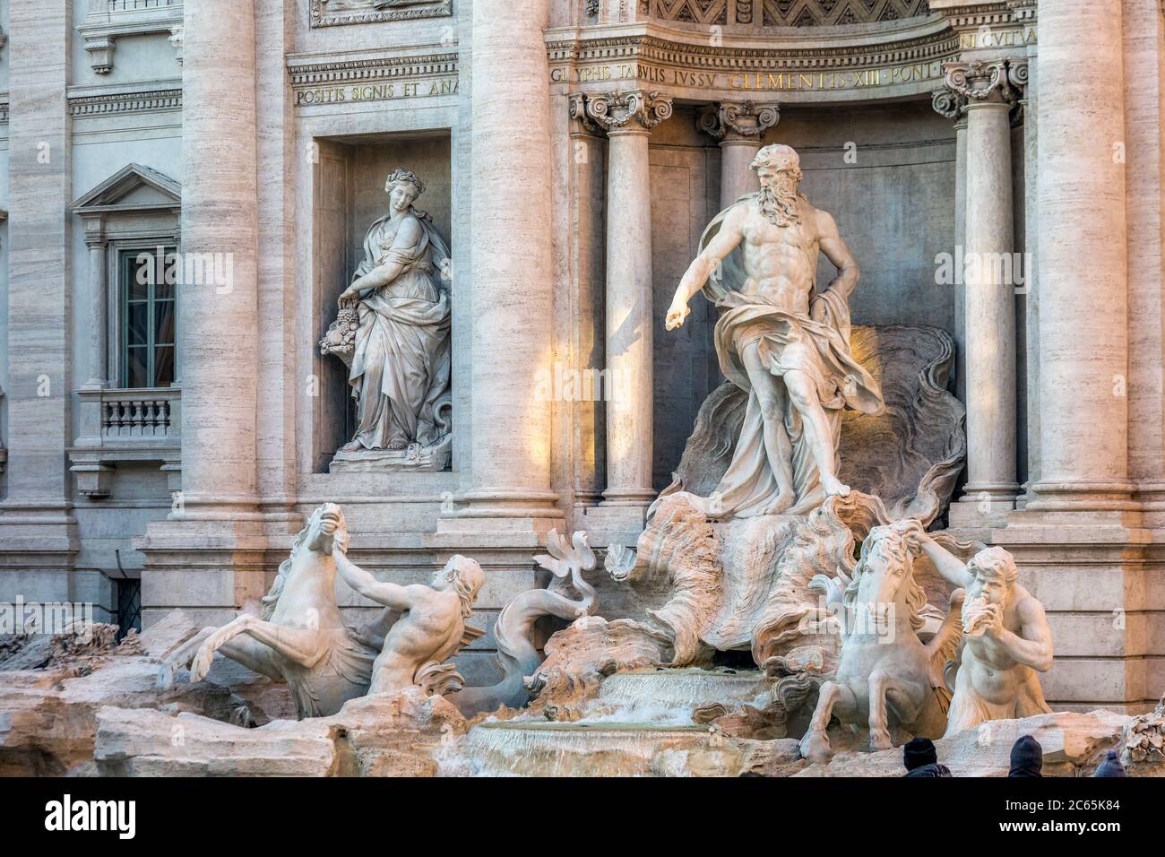 Sunset view of Rome Trevi Fountain in Rome, Italy. Trevi is most famous ...