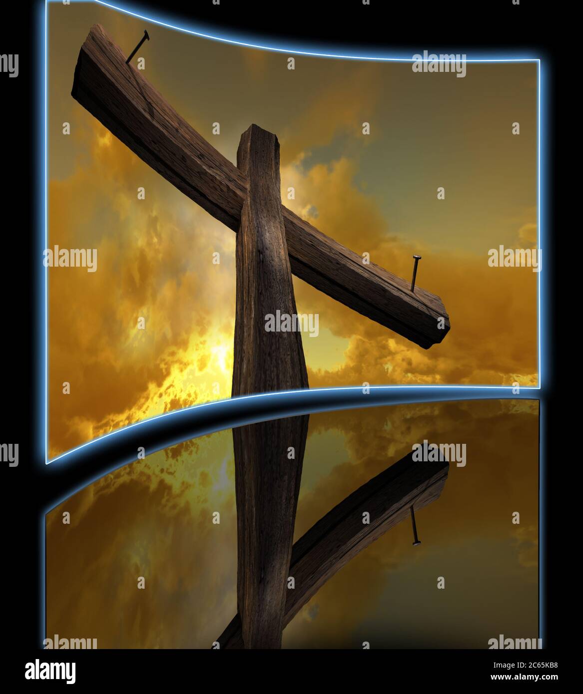 Wooden cross against the sky with shining rays Stock Photo - Alamy