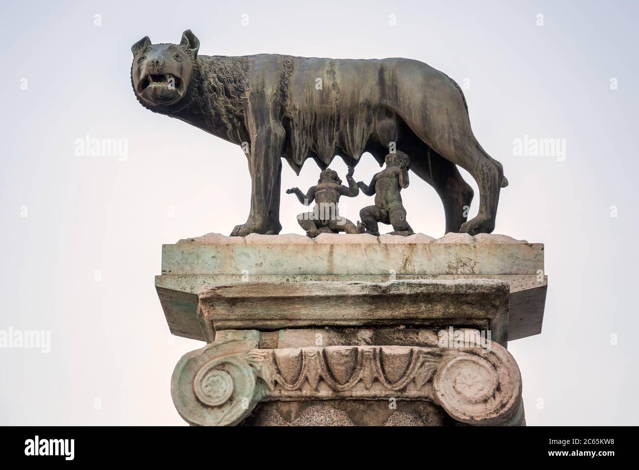 Statue of Romulus and Remus at Forum of Caesar in Rome, Italy ...