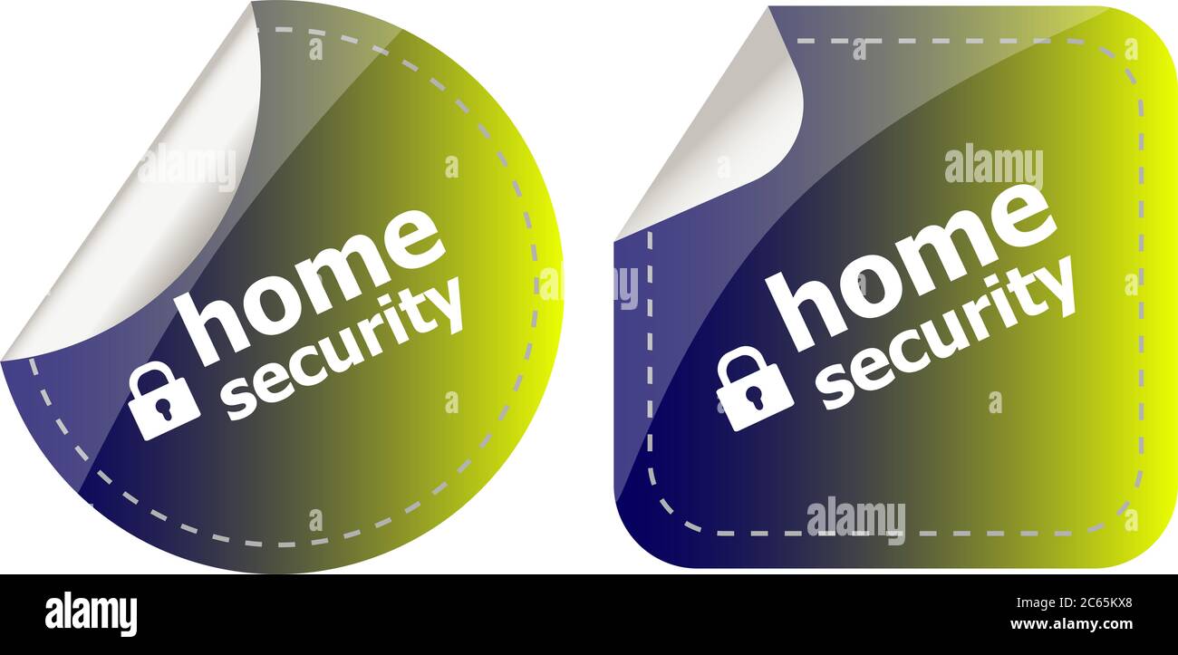 Secure lock sign label isolated on white, home security Stock Photo - Alamy