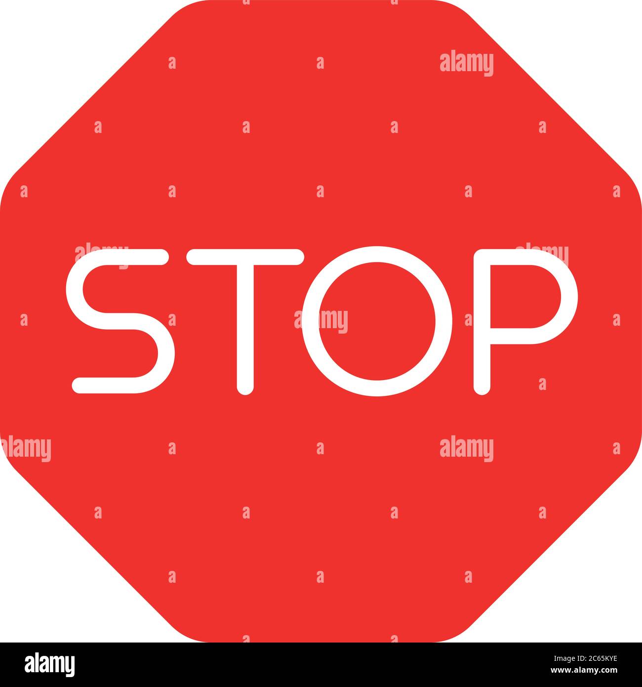 Stop traffic sign. Red octagon with white inscription. Simple flat ...