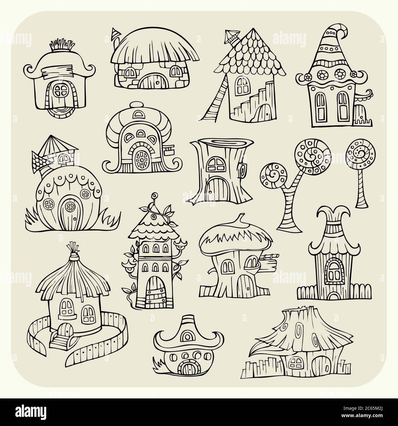 Set of sketch cartoon vector houses Stock Vector Image & Art - Alamy