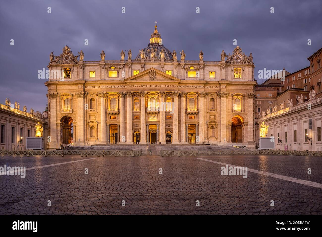 Sunrise over the St. Peters Basilica in Vatican City. Morning at the ...