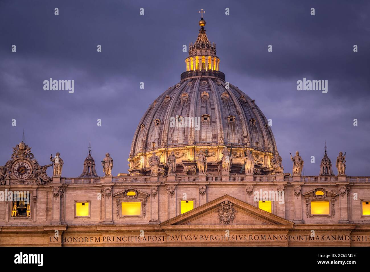 Sunrise over the St. Peters Basilica in Vatican City. Morning at the ...