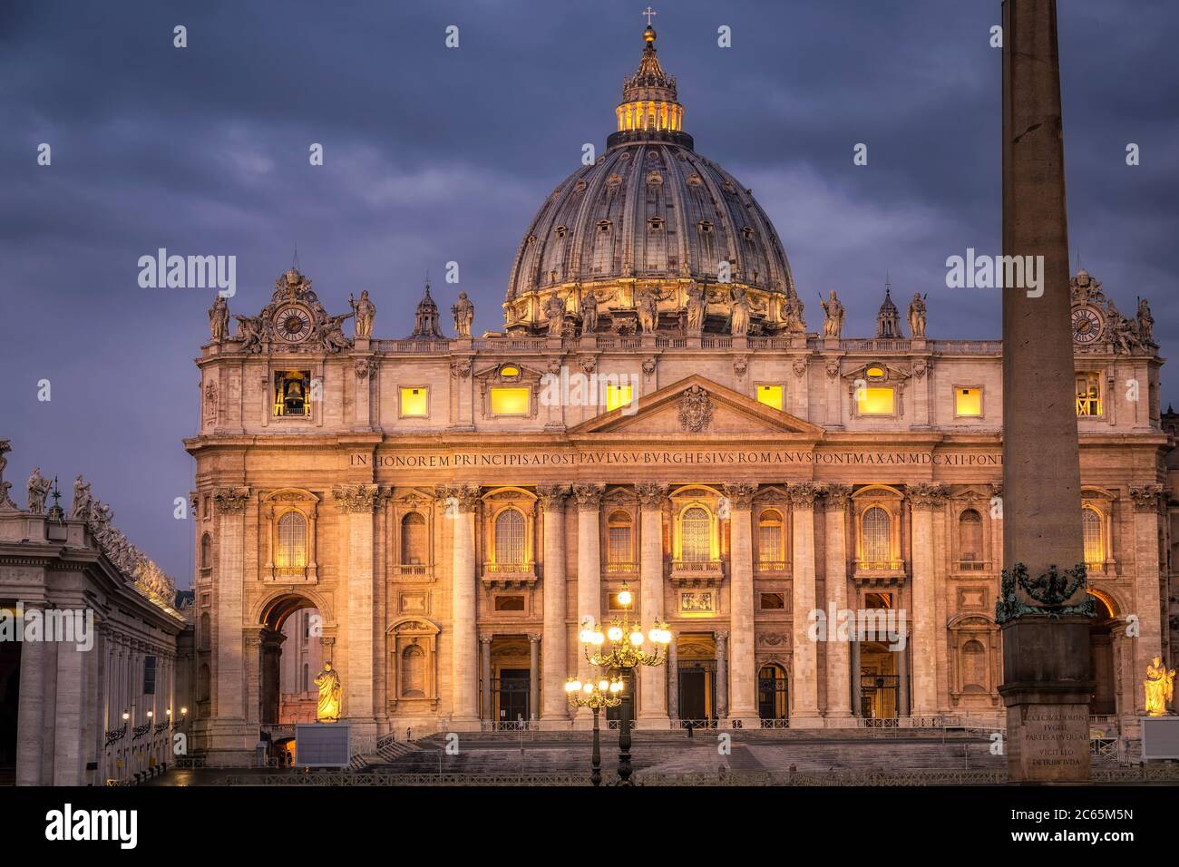 Sunrise over the St. Peters Basilica in Vatican City. Morning at the ...