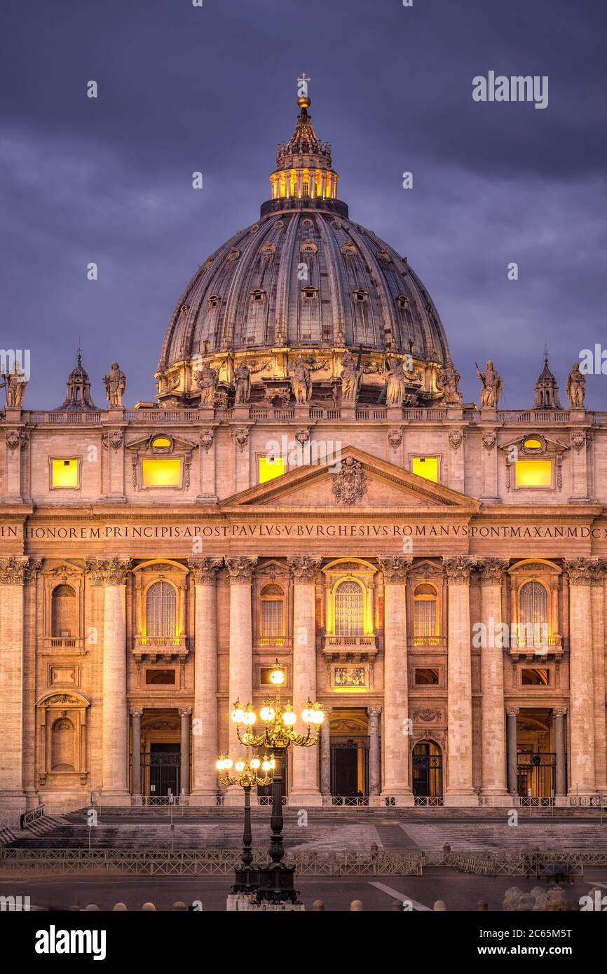 Sunrise over the St. Peters Basilica in Vatican City. Morning at the ...