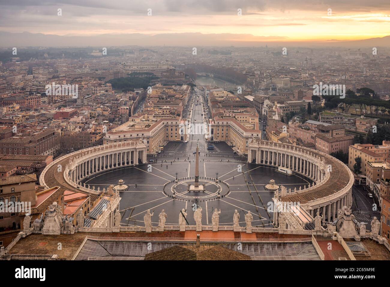 St. Peter's square in Vatican city view from St. Peter's Basilica's ...